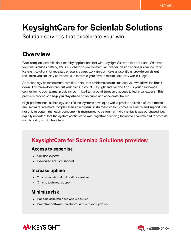 KeysightCare for Scienlab Solutions PDF Asset Page | Keysight